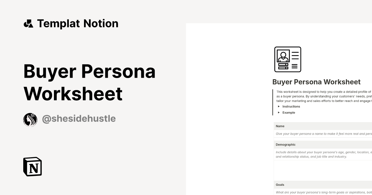 Templat Buyer Persona Worksheet | Notion Marketplace