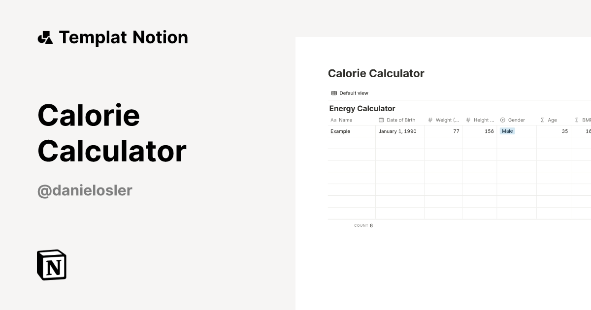 Templat Calorie Calculator | Notion Marketplace