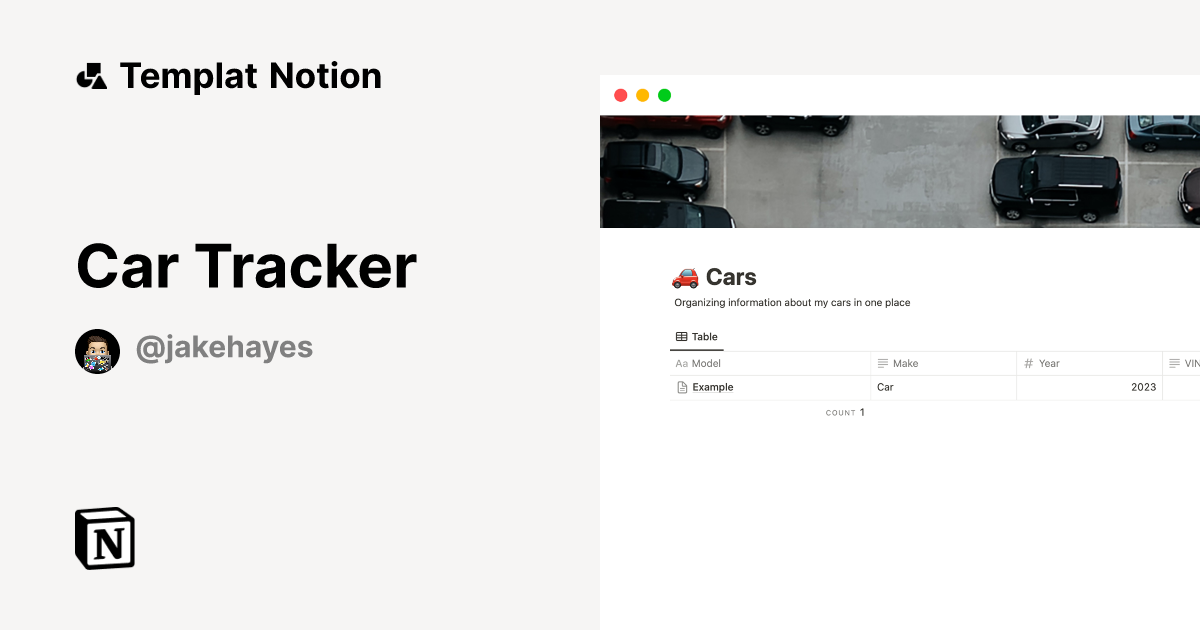 Templat Car Tracker | Notion Marketplace