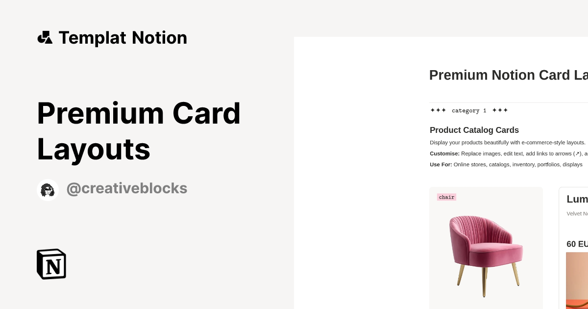 Templat Premium Card Layouts | Notion Marketplace