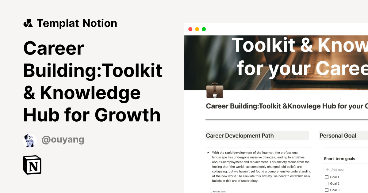 Templat Career Building:Toolkit & Knowledge Hub for Growth | Notion Marketplace