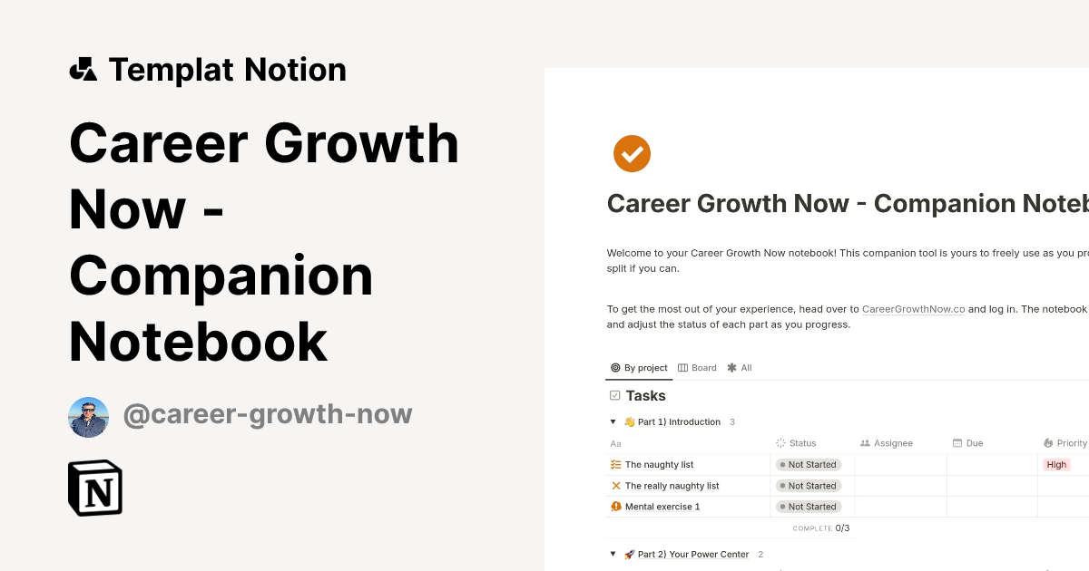 Templat Career Growth Now - Companion Notebook | Notion Marketplace