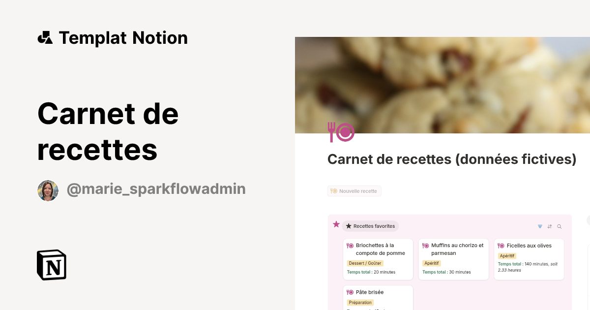 Templat Carnet de recettes | Notion Marketplace
