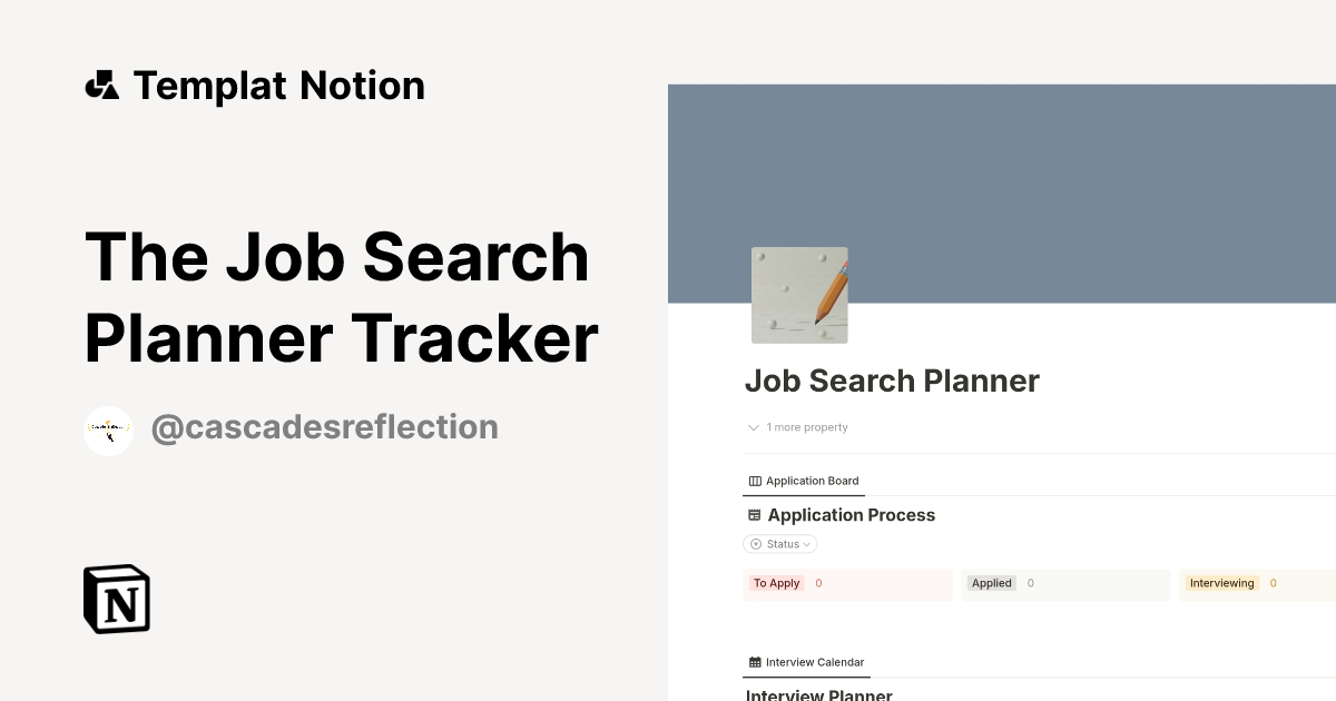 The Job Search Planner Tracker Templat oleh CascadesReflection | Notion ...