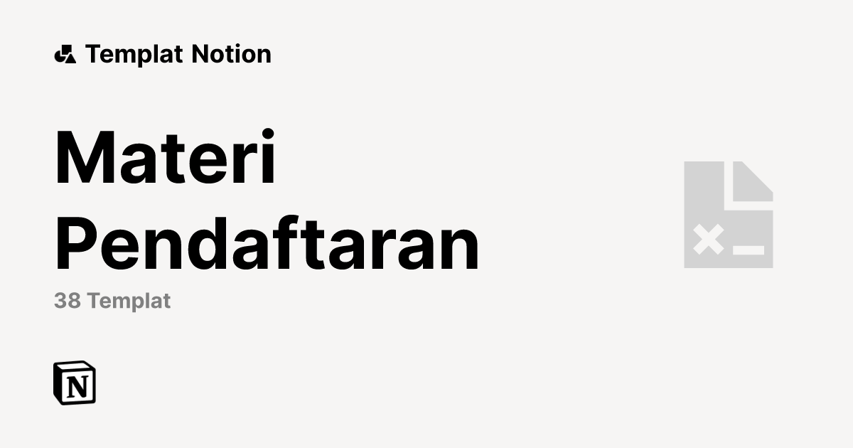 Marketplace Materi Pendaftaran Templat Gratis dari Notion | Notion