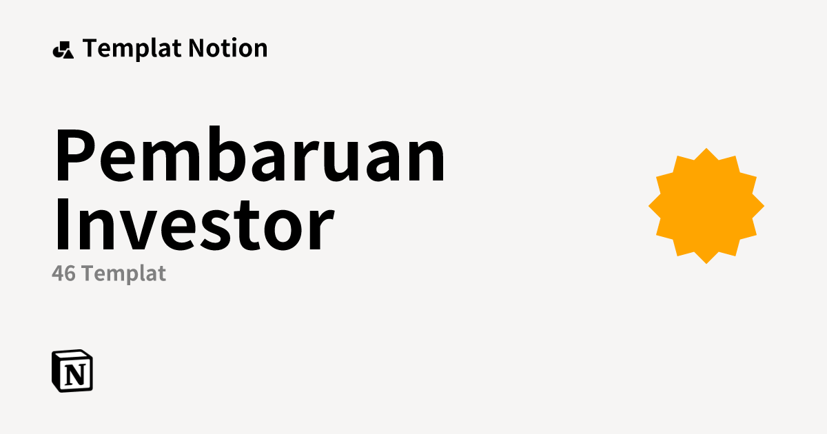 Marketplace Pembaruan Investor Templat Teratas dari Notion | Notion