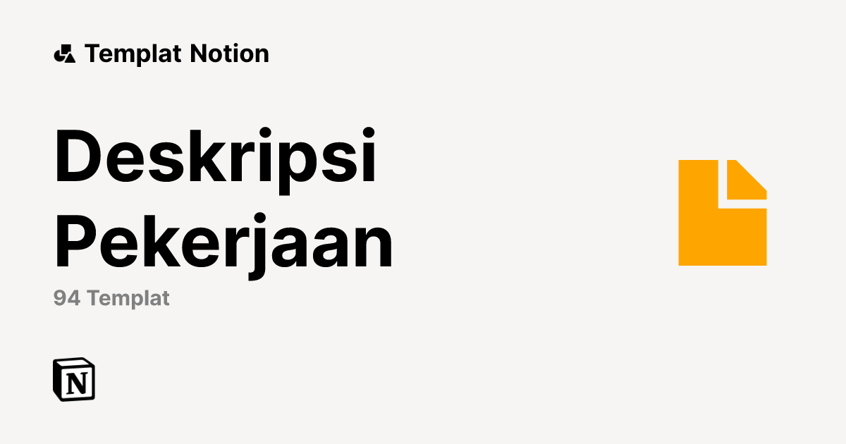 Marketplace Deskripsi Pekerjaan Templat Gratis dari Notion | Notion