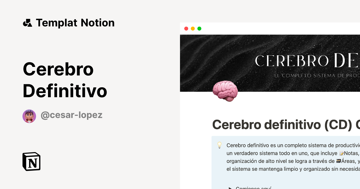 Cerebro Definitivo Templat oleh Cesar Lopez | Notion Marketplace