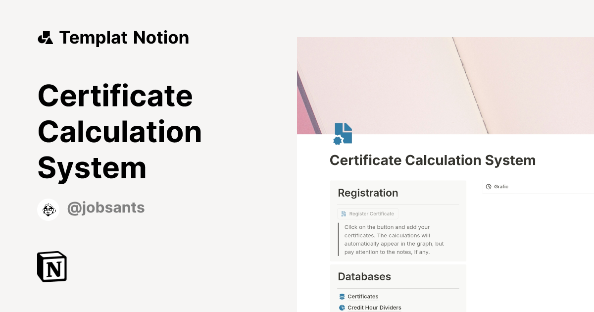 Templat Certificate Calculation System | Notion Marketplace