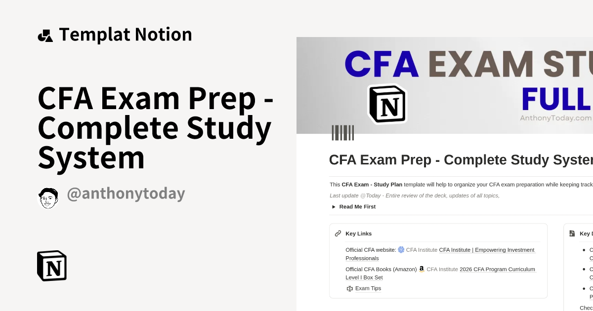 Templat CFA Exam Study Plan | Notion Marketplace