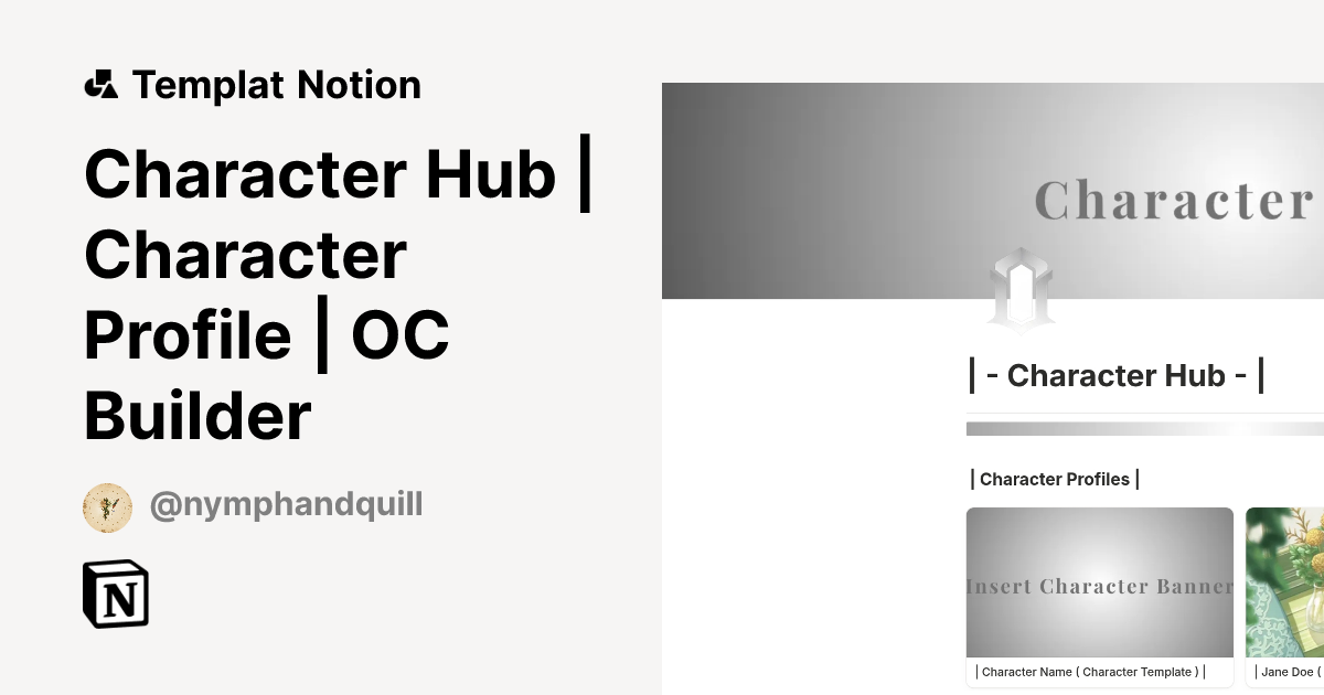Templat Character Hub | Character Profile | OC Builder | Notion Marketplace