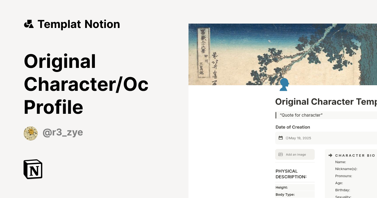 Templat Original Character/Oc Profile | Notion Marketplace
