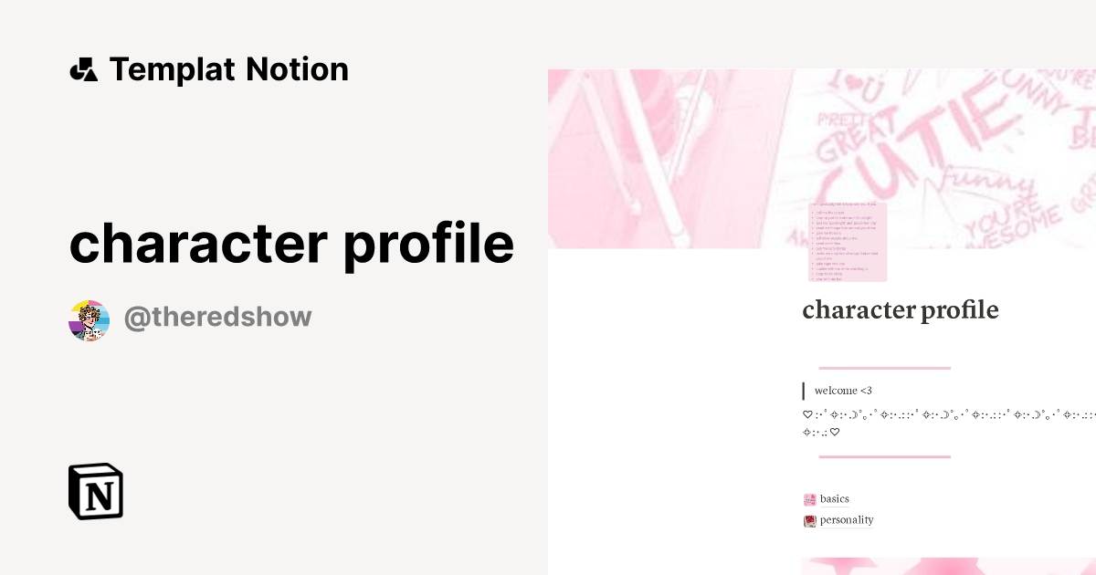 Templat character profile | Notion Marketplace