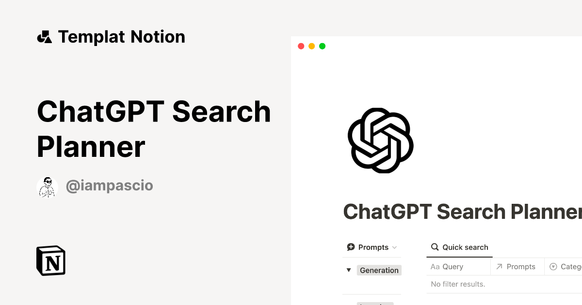 Templat ChatGPT Search Planner | Notion Marketplace