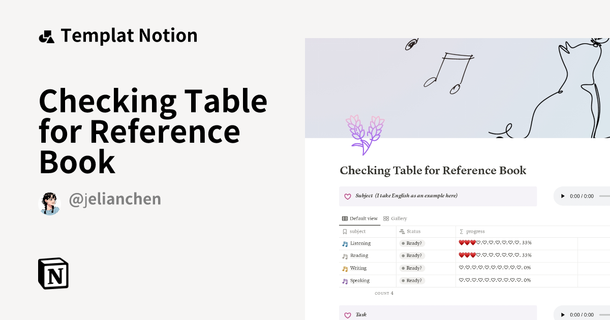 Templat Checking Table for Reference Book | Notion Marketplace