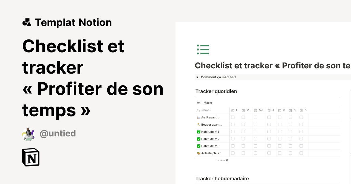 Checklist et tracker « Profiter de son temps » Templat oleh Untied ...