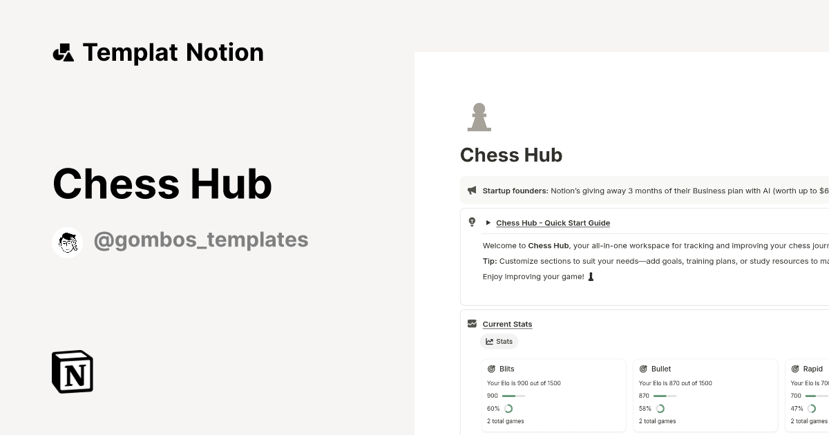Chess Hub Templat oleh Gombos | Notion Marketplace