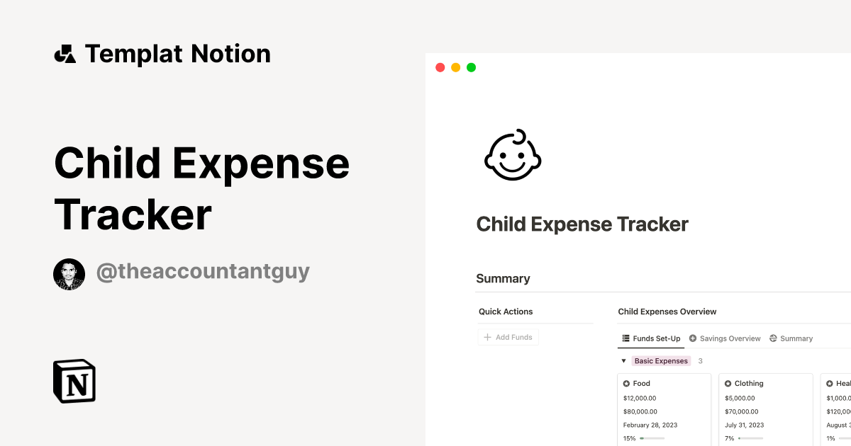 Child Expense Tracker Templat oleh theaccountantguy | FinanceGuy ...