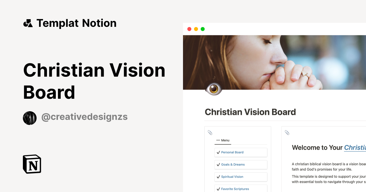 Templat Christian Vision Board | Notion Marketplace