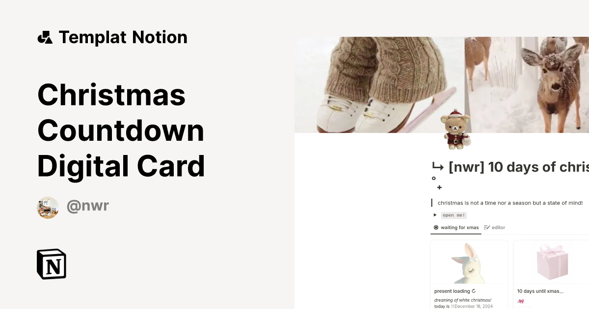 Templat Christmas Countdown Digital Card | Notion Marketplace