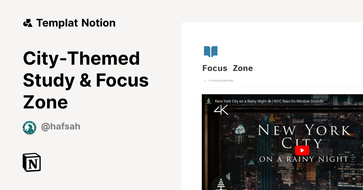 Templat City-Themed Study & Focus Zone | Notion Marketplace