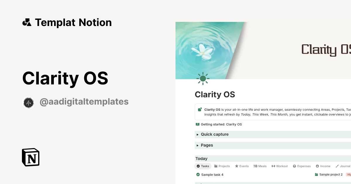Clarity OS Templat oleh AA Digital templates | Notion Marketplace