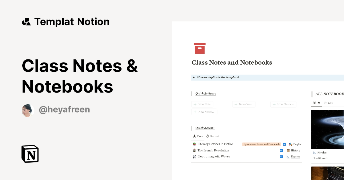 Templat Class Notes & Notebooks | Notion Marketplace