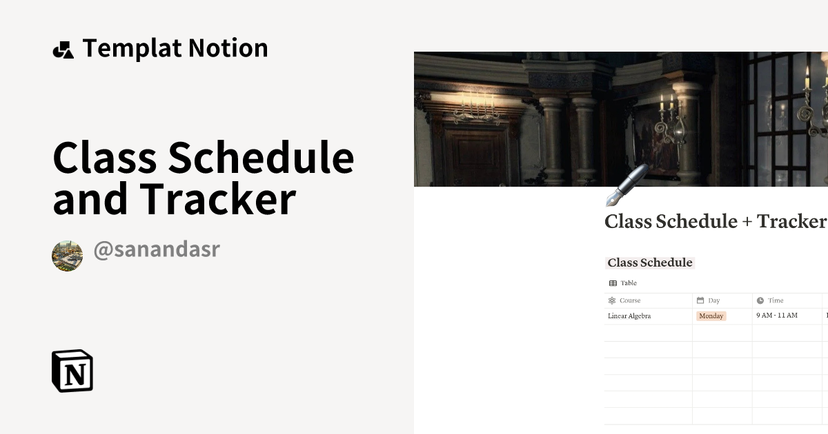Templat Class Schedule and Tracker | Notion Marketplace