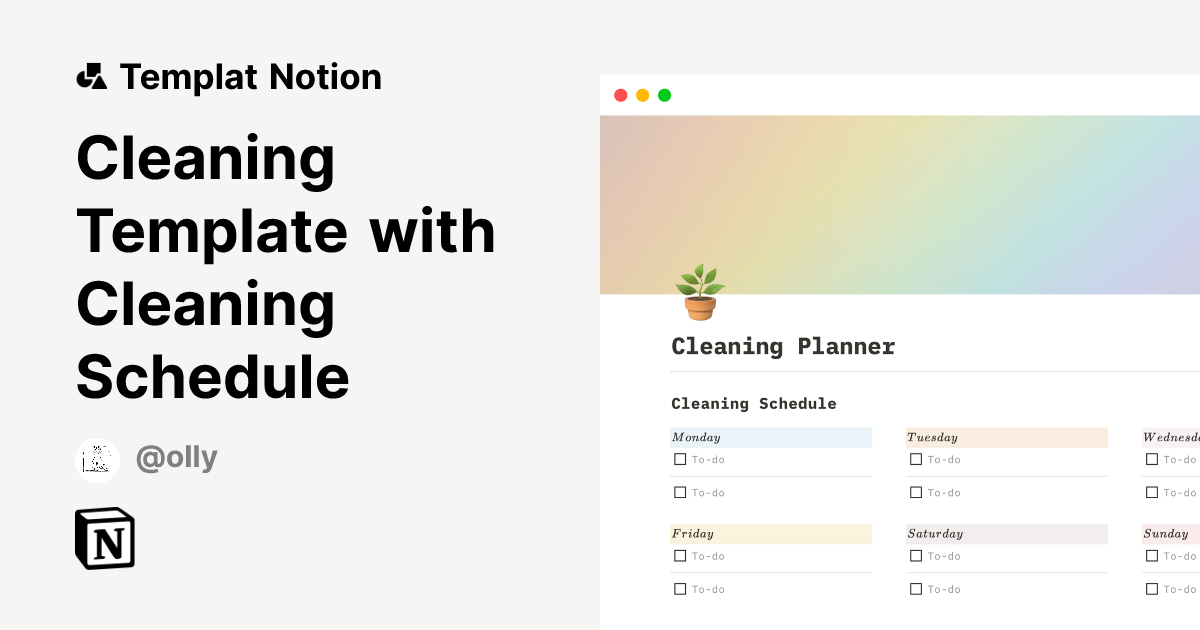 Cleaning Template with Cleaning Schedule Templat oleh Olly HubCalendar ...