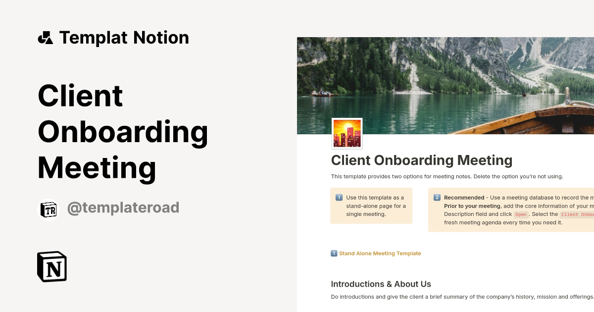 Client Onboarding Meeting Templat oleh Template Road | Notion Marketplace