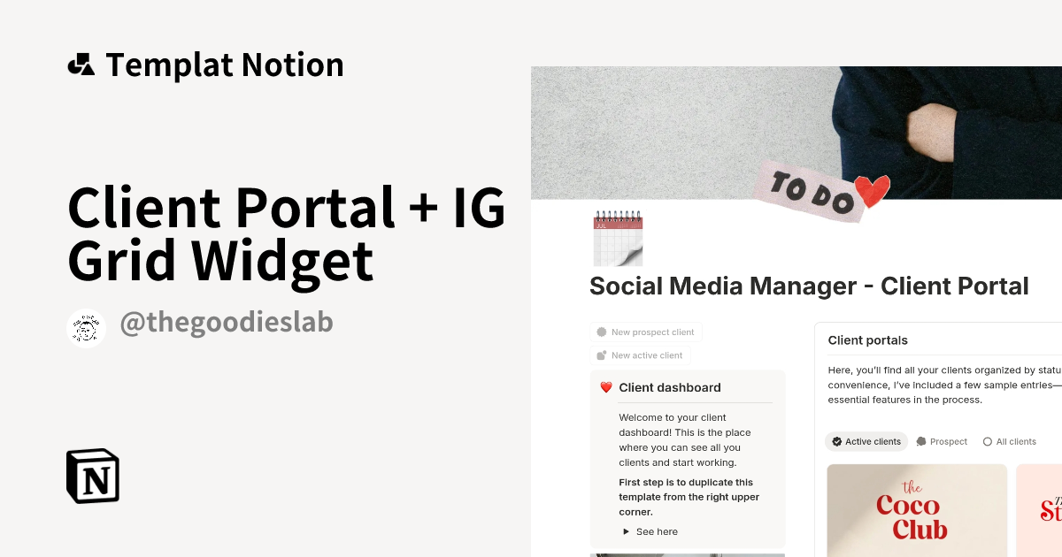 Templat Client Portal + IG Grid Widget | Notion Marketplace