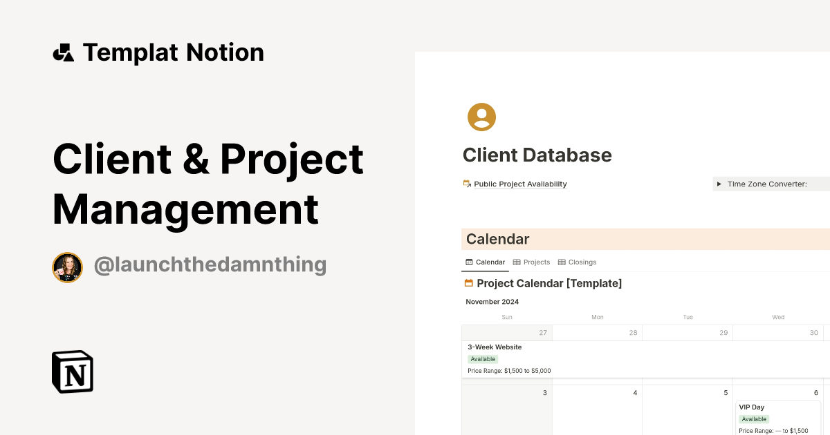 Templat Client & Project Management | Notion Marketplace