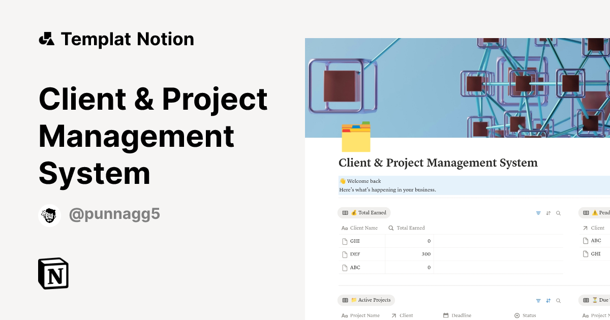 Client & Project Management System Templat oleh Punnag Ghaisas | Notion ...