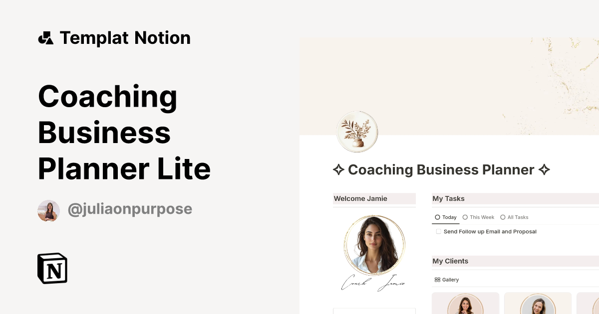 Templat Coaching Business Planner Lite | Notion Marketplace