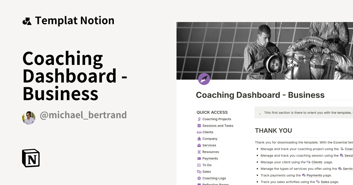 Templat Coaching Dashboard - Business | Notion Marketplace