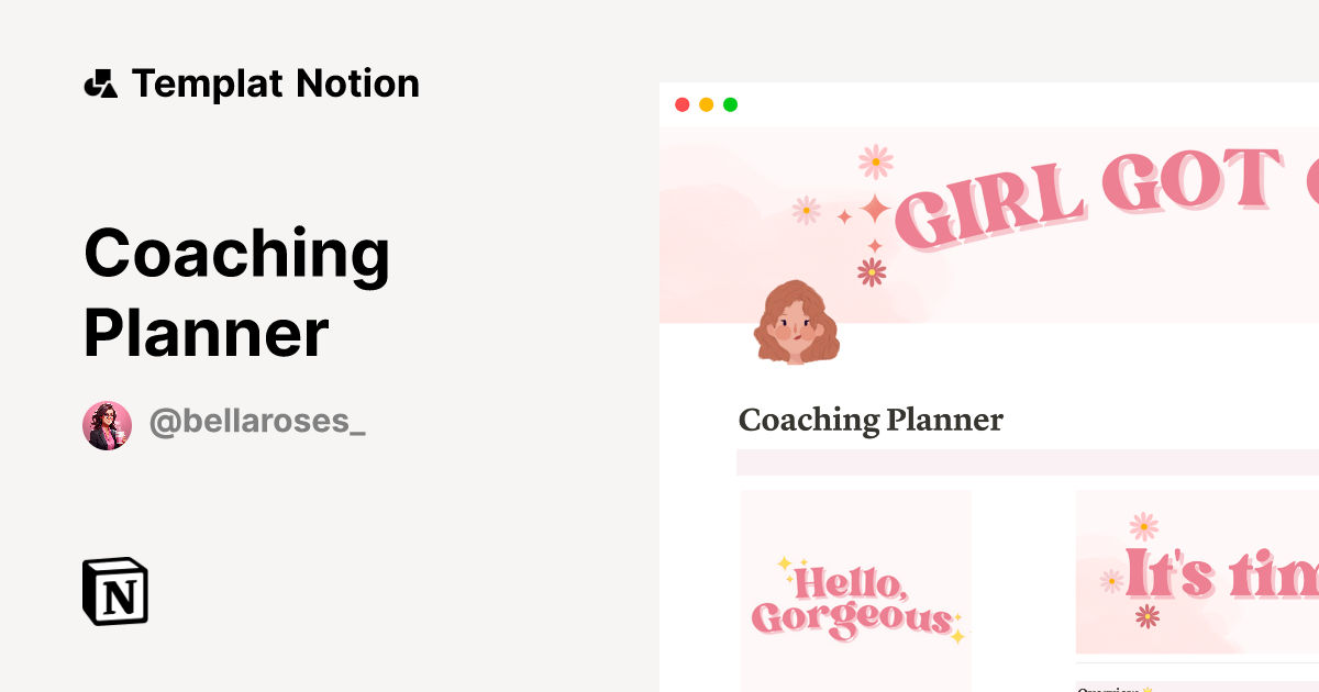 Coaching Planner Templat oleh Bella Rose | Notion Marketplace
