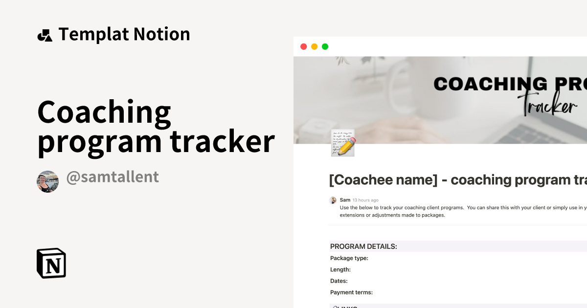 Templat Coaching program tracker | Notion Marketplace