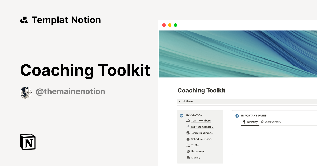 Templat Coaching Toolkit | Notion Marketplace
