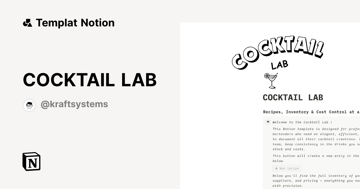 Templat COCKTAIL LAB | Notion Marketplace