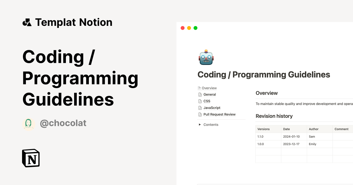 Templat Coding / Programming Guidelines | Notion Marketplace