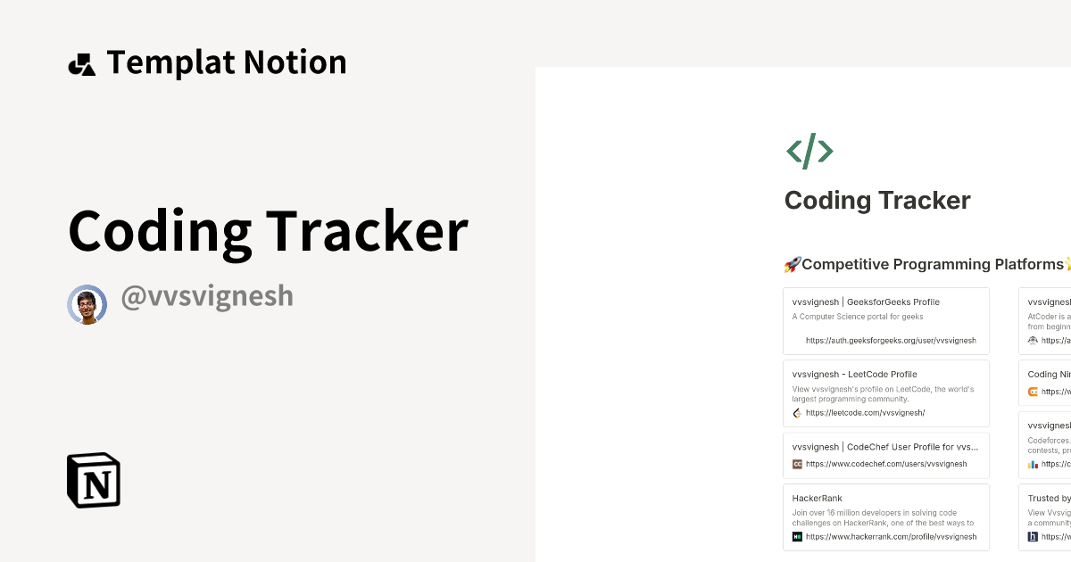 Templat Coding Tracker | Notion Marketplace