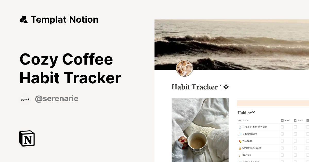 Templat Cozy Coffee Habit Tracker | Notion Marketplace