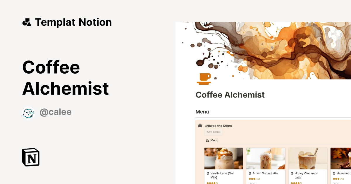 Templat Coffee Alchemist | Notion Marketplace