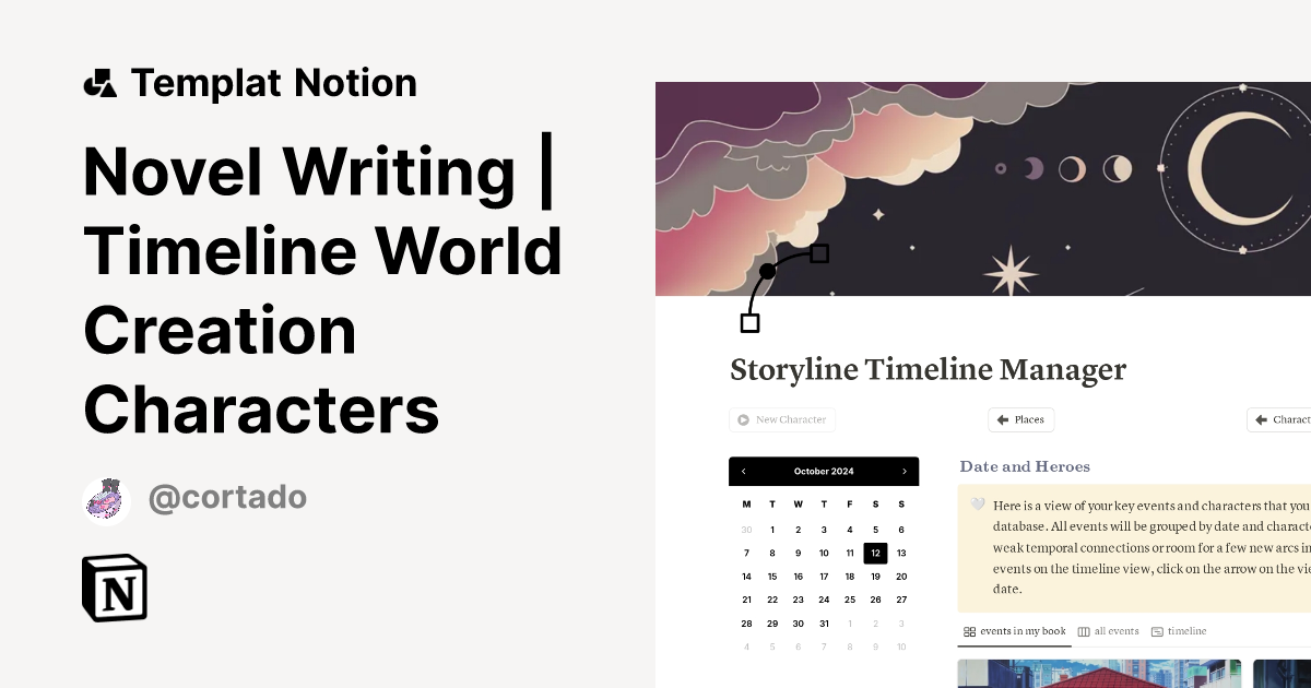 Novel Writing | Timeline World Creation Characters Templat oleh Cortado ...