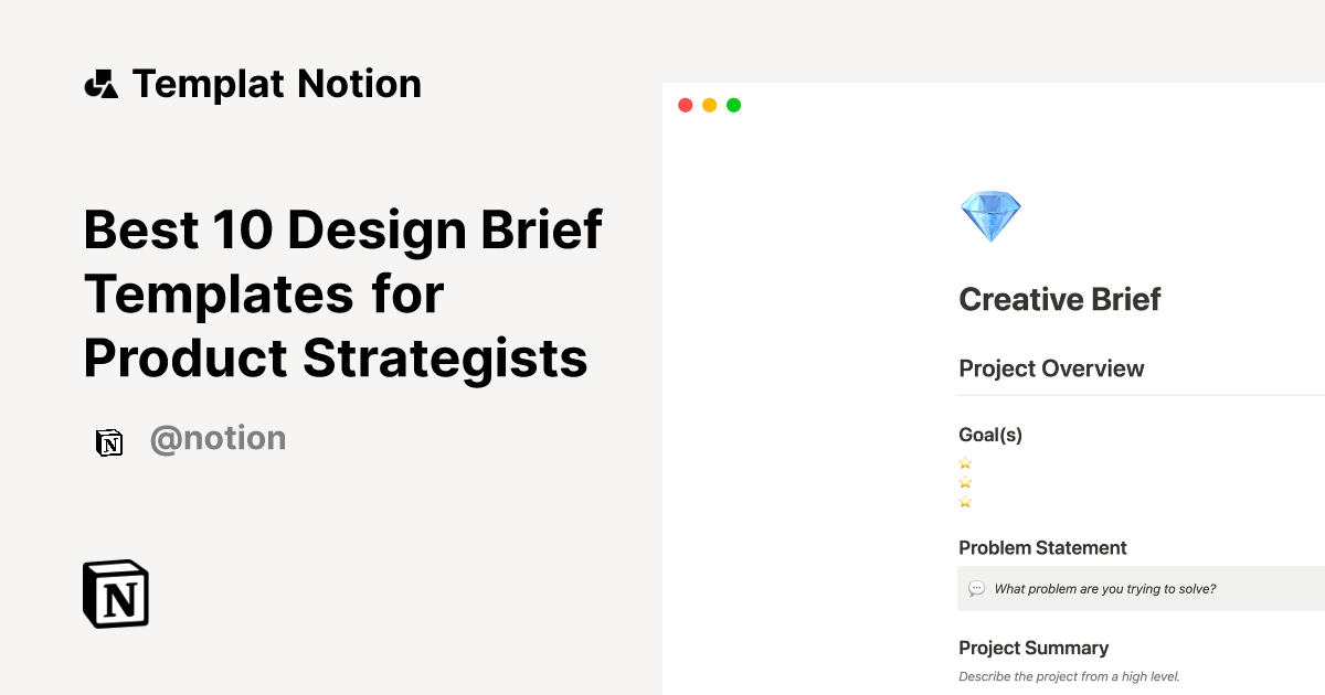 Best 10 Design Brief Templates for Product Strategists | Notion ...