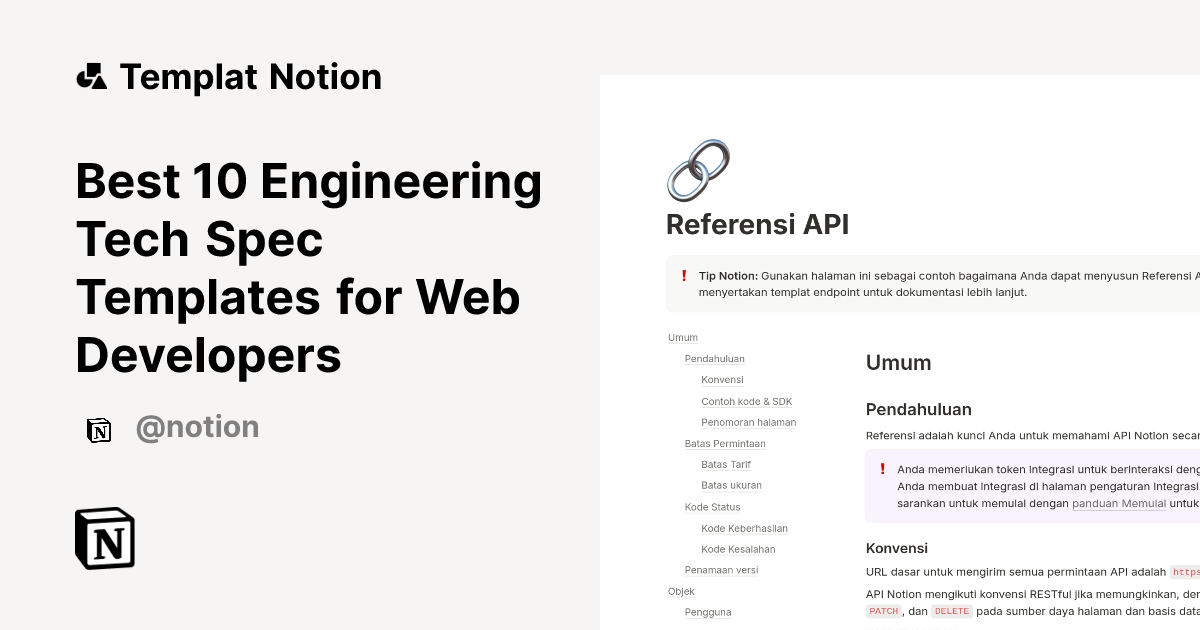 Best 10 Engineering Tech Spec Templates for Web Developers | Notion ...