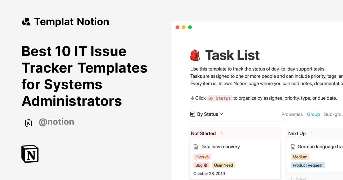 Best 10 IT Issue Tracker Templates for Systems Administrators | Notion ...