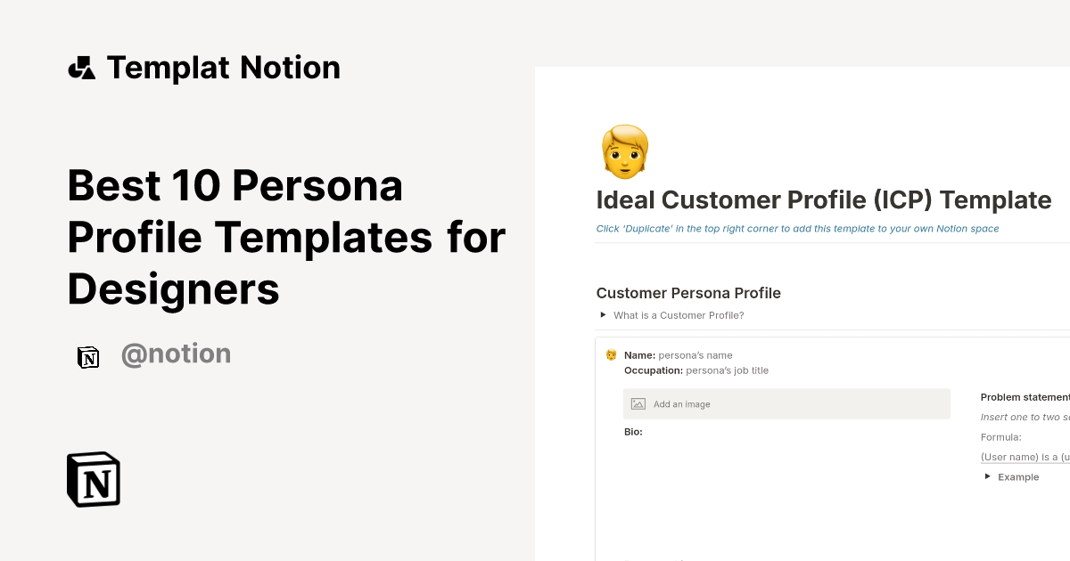 Best 10 Persona Profile Templates for Designers | Notion Marketplace ...