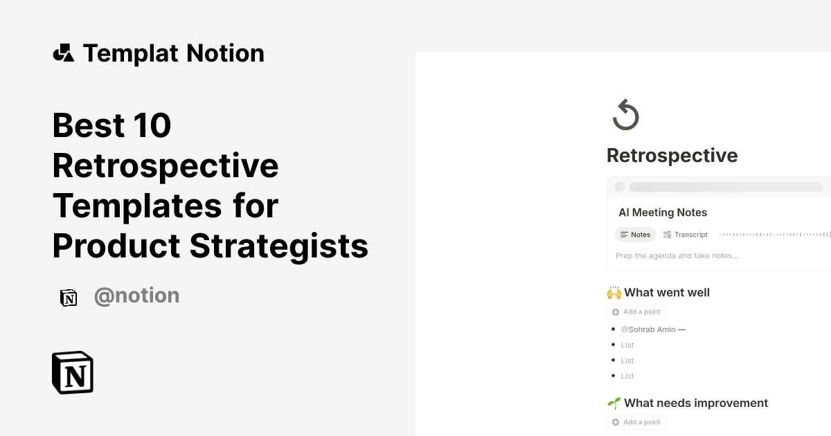 Best 10 Retrospective Templates for Product Strategists | Notion ...