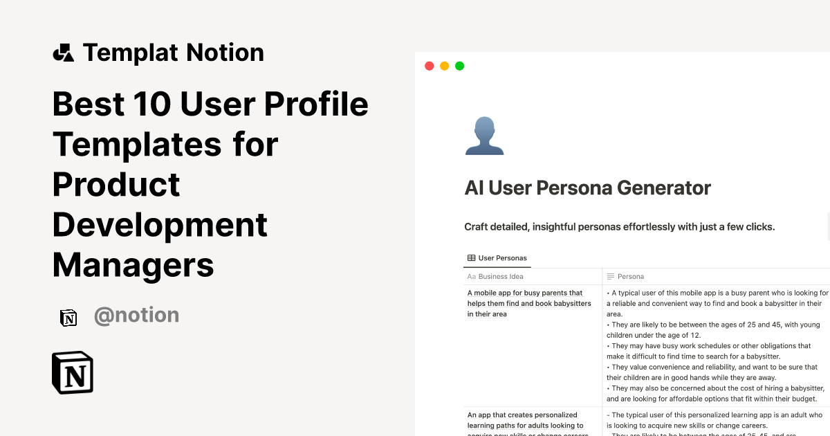 Best 10 User Profile Templates for Product Development Managers ...